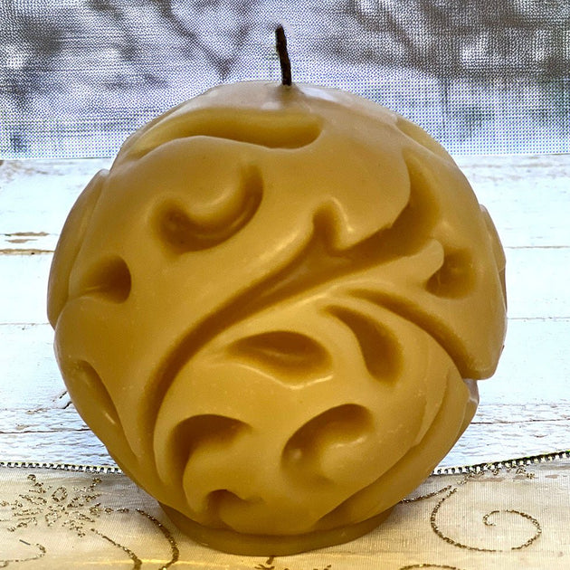 Beeswax Swirl Sphere Candle | Bee Friends Farm